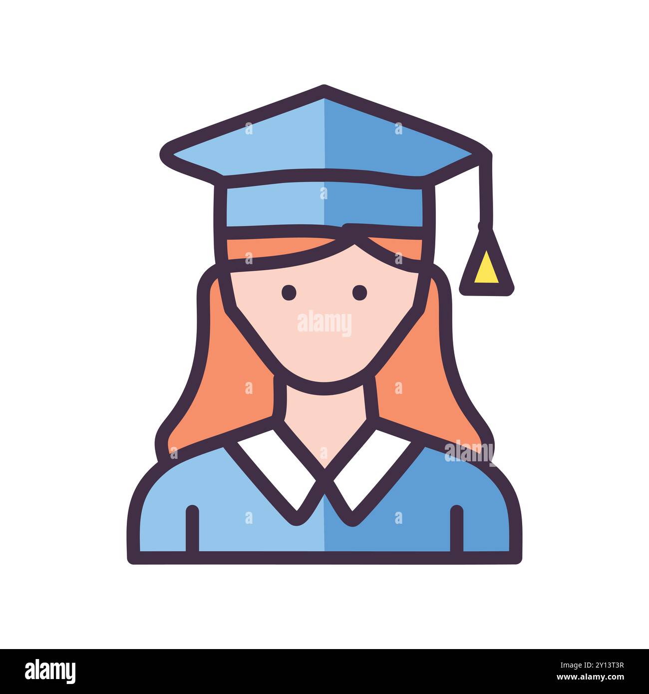 Graduate woman icon. Female graduate student icon with a cap and gown ...
