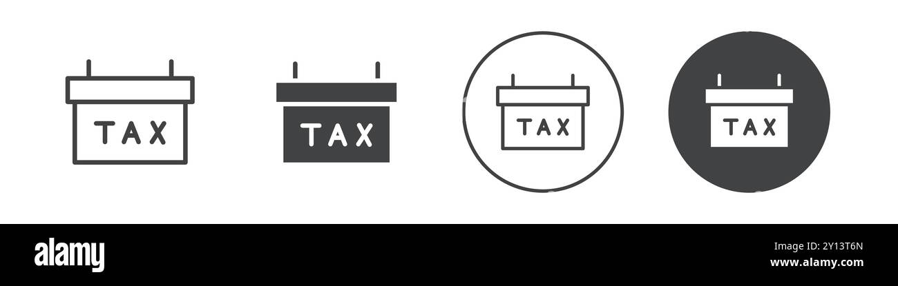 Tax Deadline icon simple flat vector symbol outline collection set logo ...