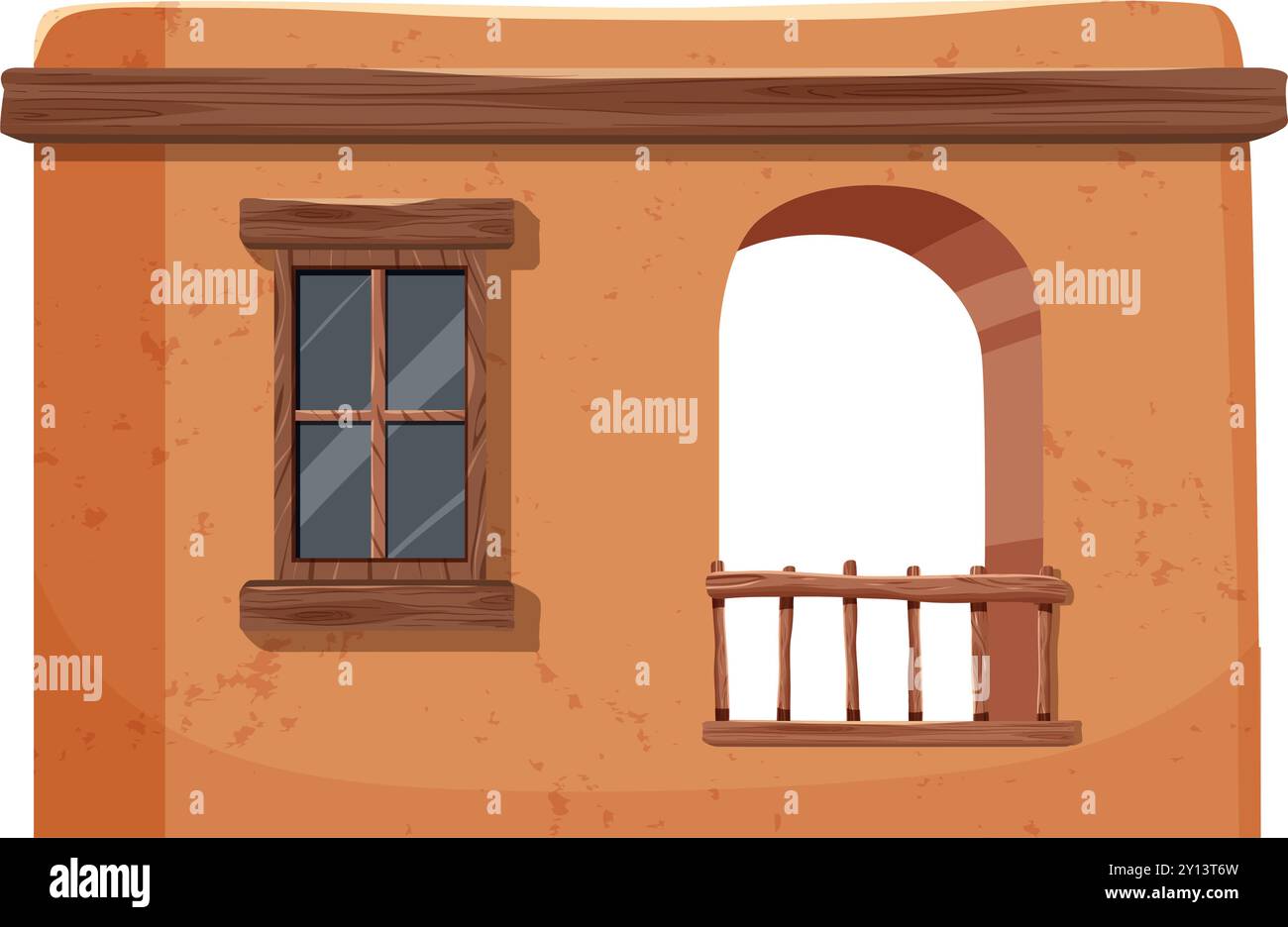 Illustration of a rustic Mexican house exterior Stock Vector Image ...