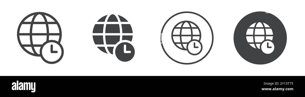 Time Zone icon simple flat vector symbol outline collection set logo ...