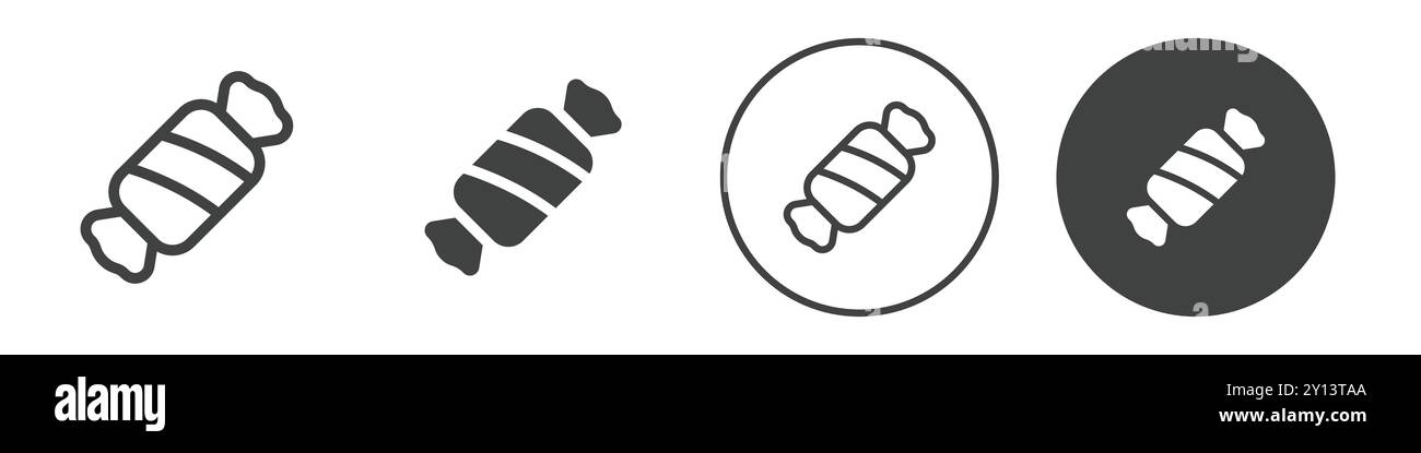 Wrapped candy icon simple flat vector symbol outline collection set ...