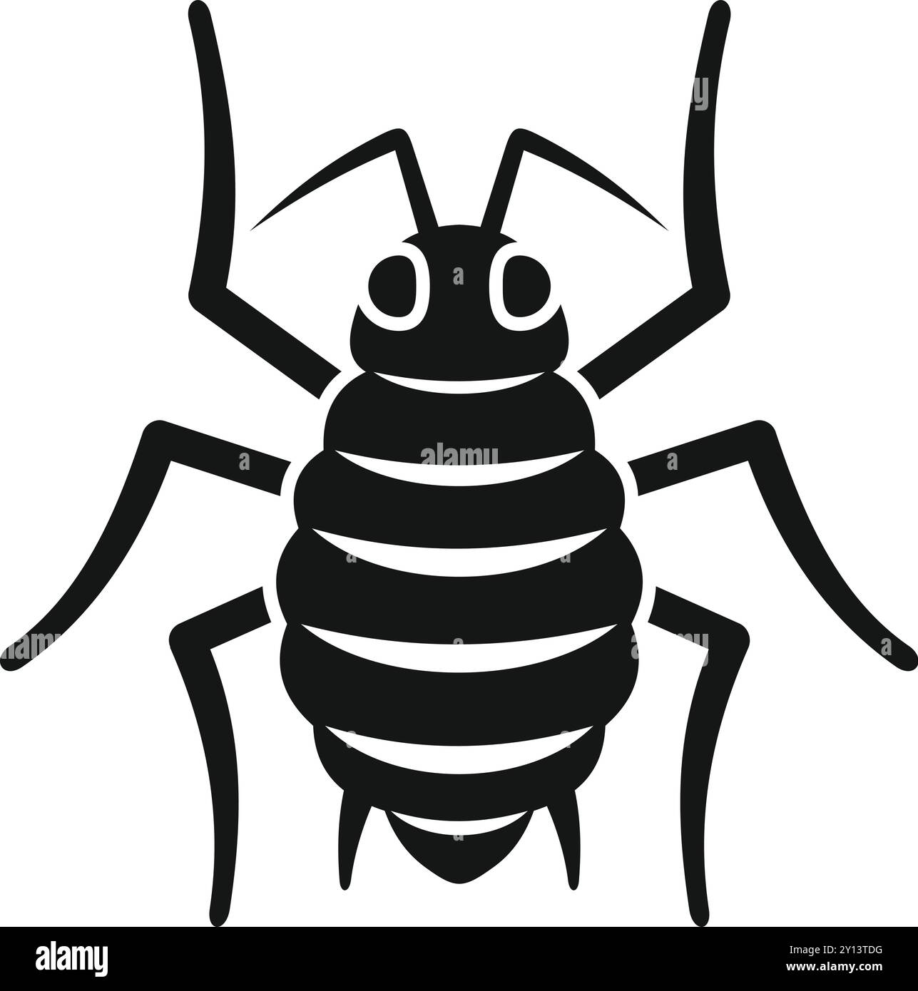 Black and white vector icon of a mite, a small arachnid with a rounded ...