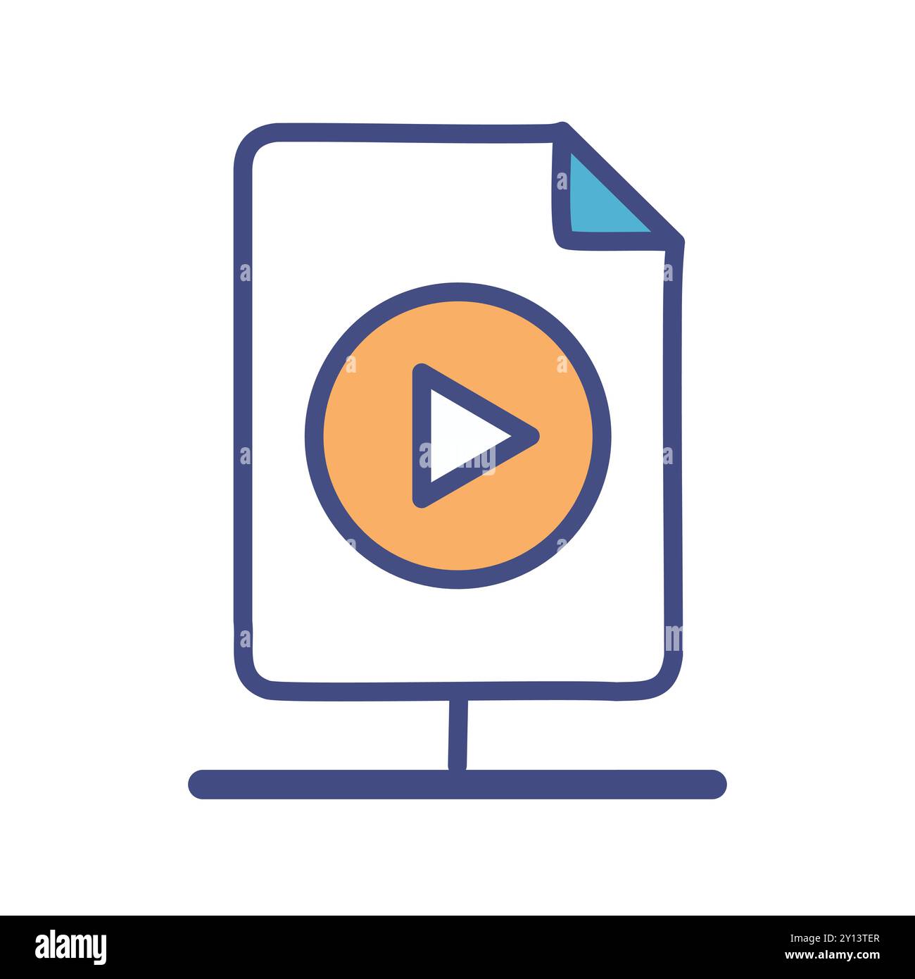 Video file icon. Play button symbol inside a file icon, representing ...