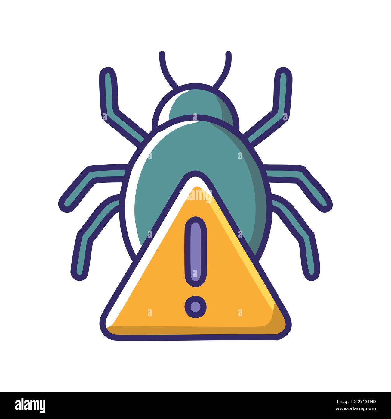 Bug warning icon. Bug icon with warning sign, symbolizing cyber ...