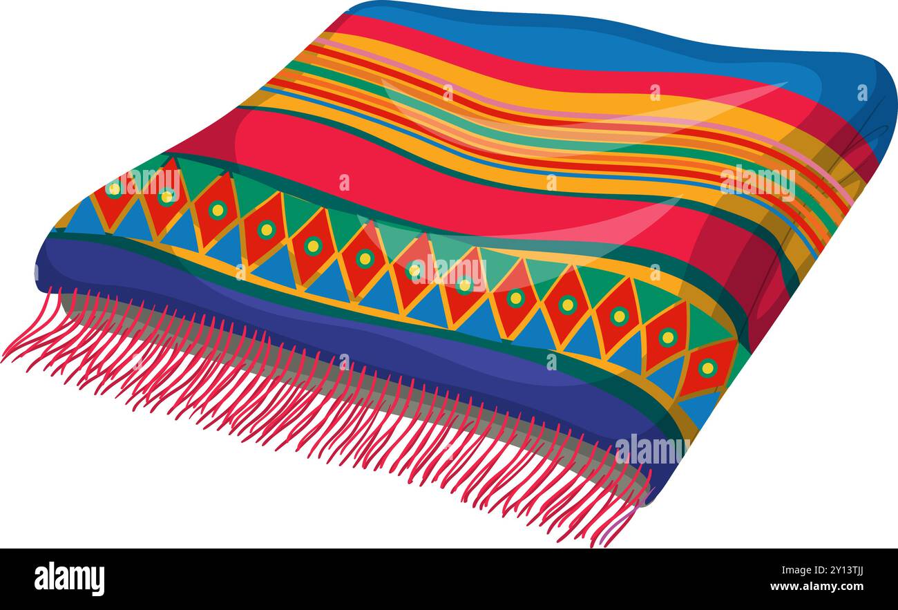 Vibrant, traditional Mexican blanket with geometric patterns Stock ...
