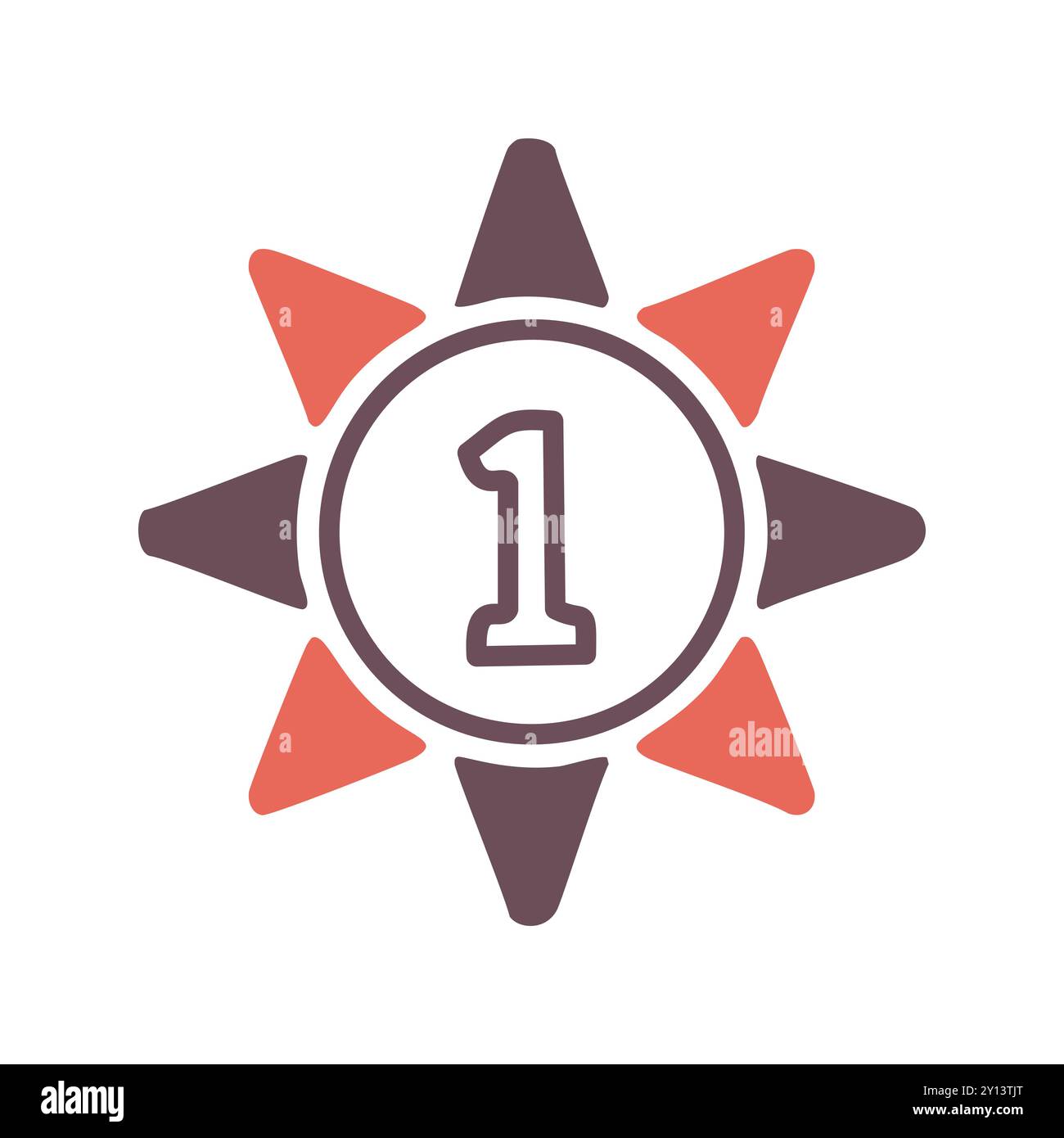 Number one star. Star-shaped emblem with a number one inside ...