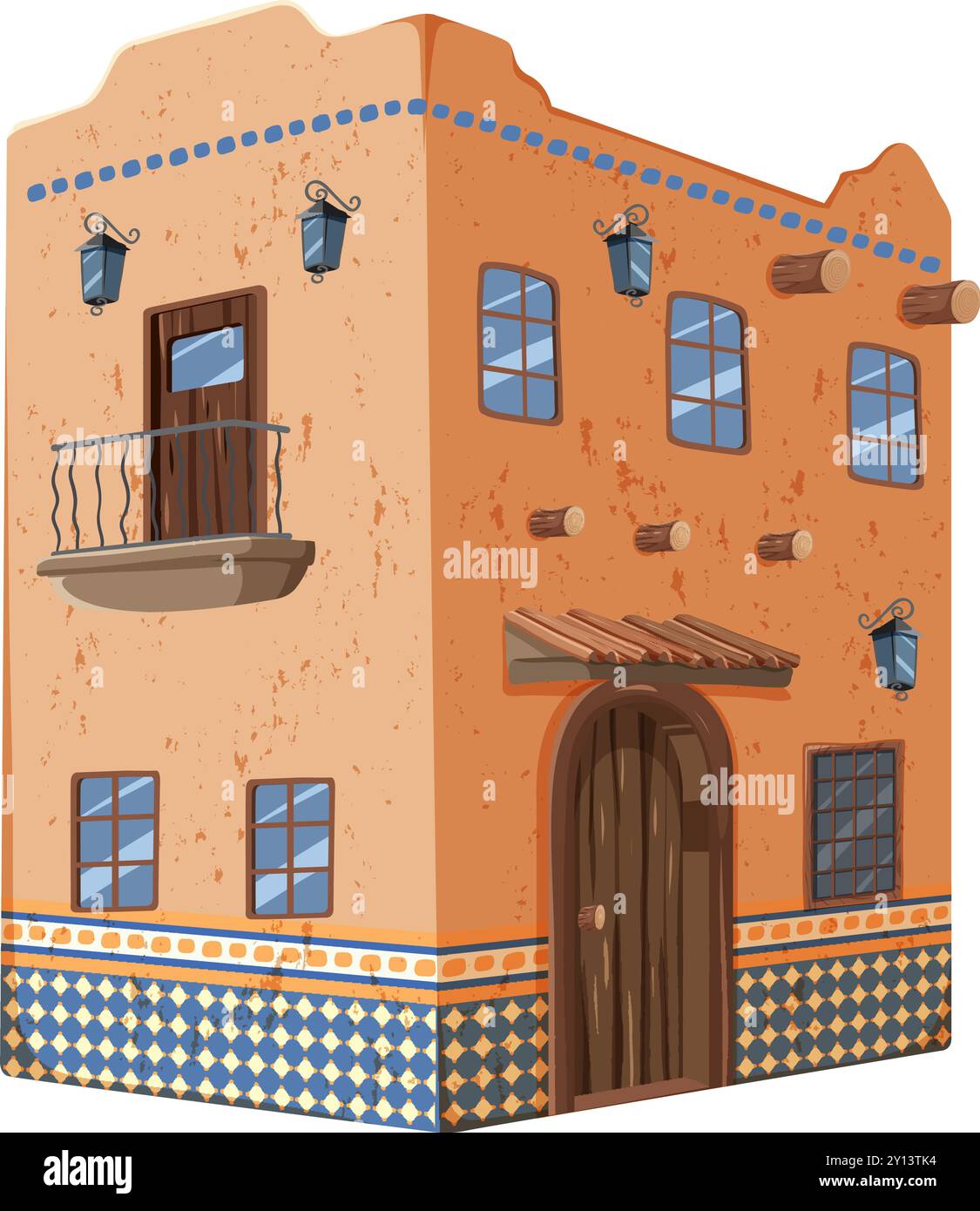 Illustration of a classic Mexican adobe house Stock Vector Image & Art ...