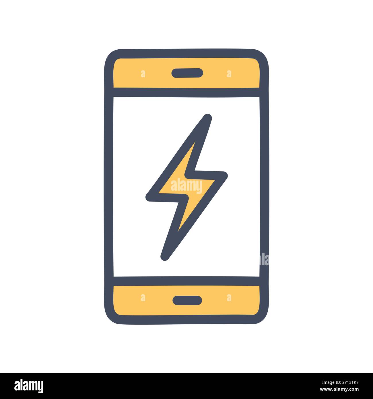 Phone charging icon. A stylized phone icon with a lightning bolt ...