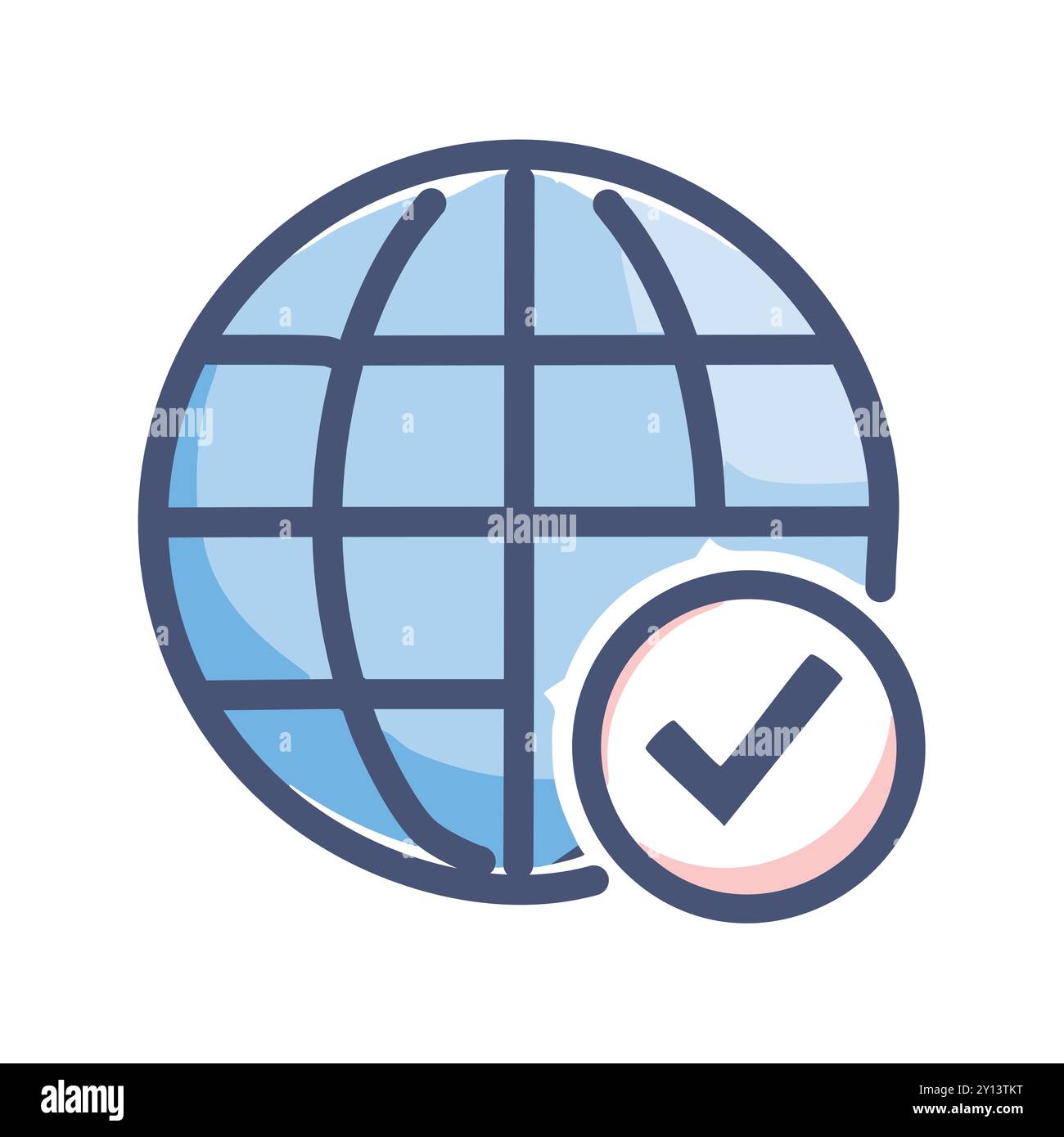 Global approval. Globe icon with a checkmark, symbolizing global ...