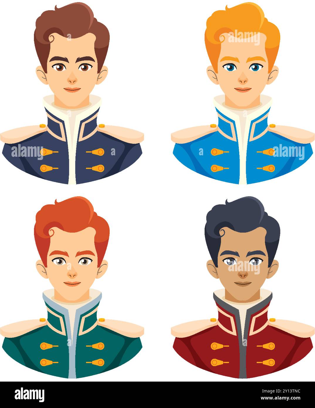 Illustration of four princes in colorful uniforms Stock Vector Image ...