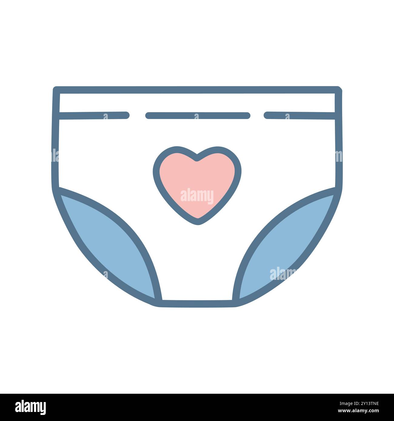 Baby diaper icon. Cartoon illustration of a baby diaper with a heart ...