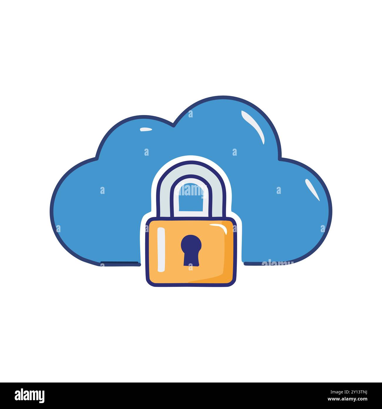Cloud security lock. Secure data storage with cloud encryption and a ...