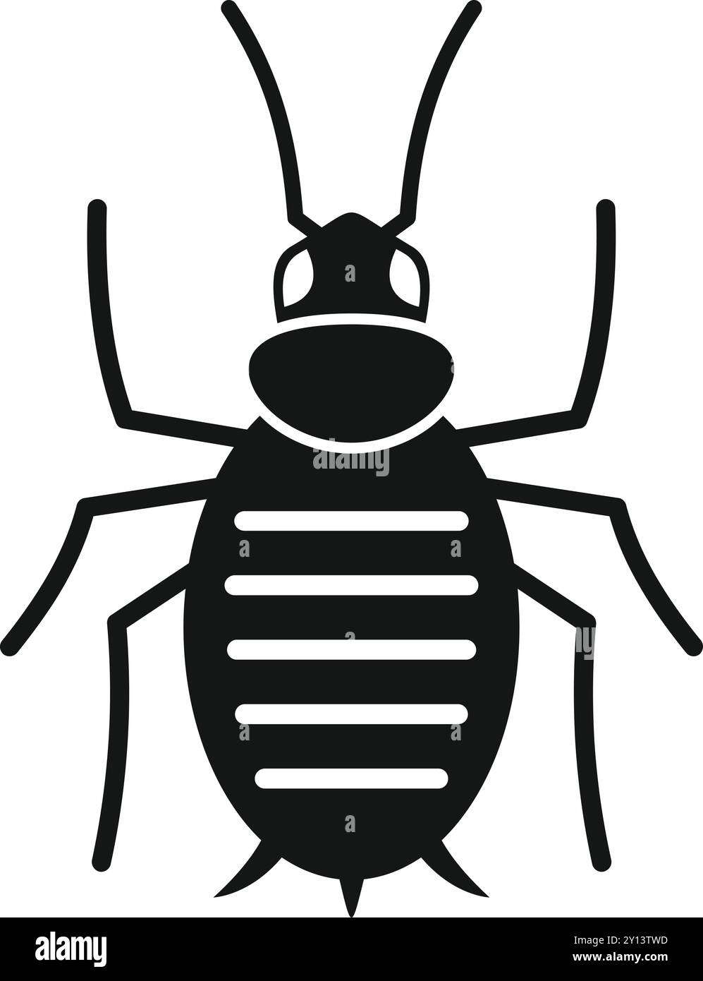 Simple black and white vector illustration of a colorado beetle insect ...