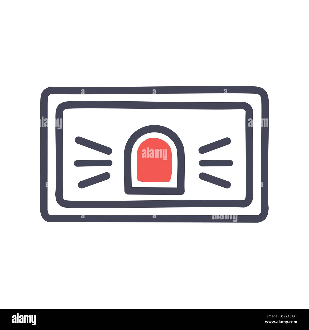 Red alarm icon. Hand-drawn icon of an alarm, symbolizing danger or ...