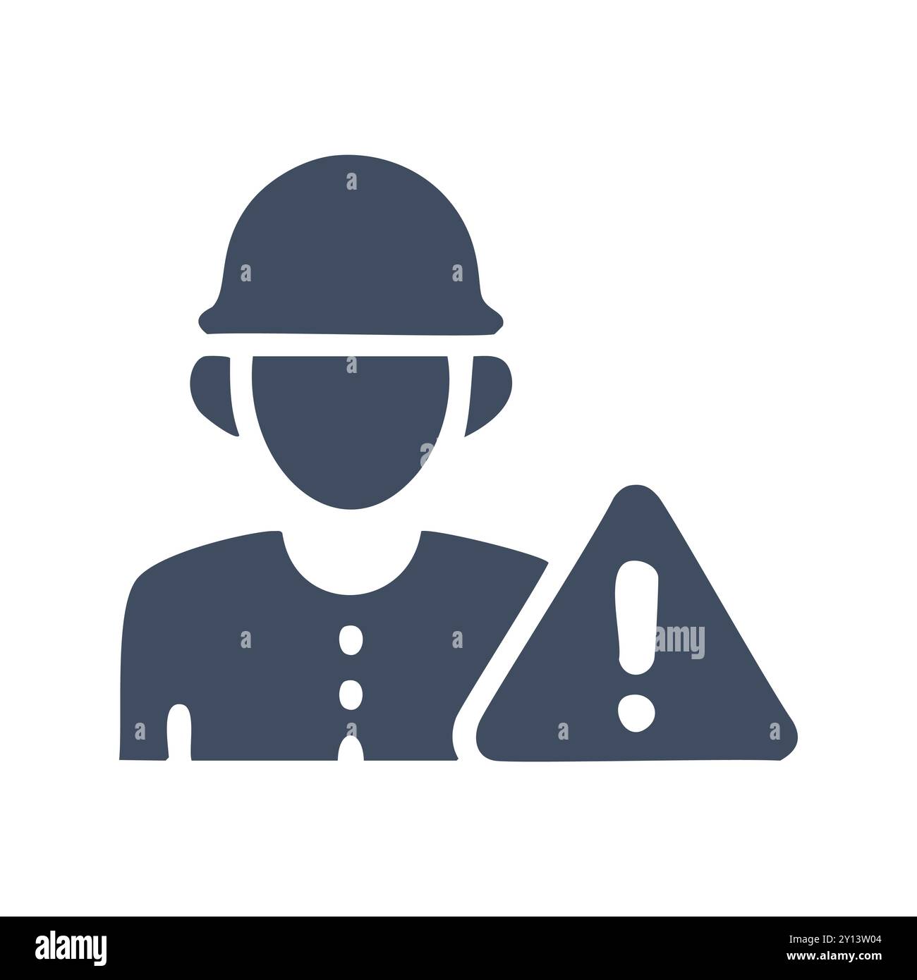 Worker alert icon. Worker with safety warning symbol. This signifies ...