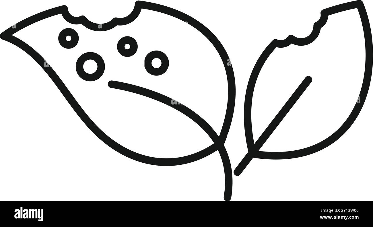 Simple vector icon of two leaves with holes and discoloration ...