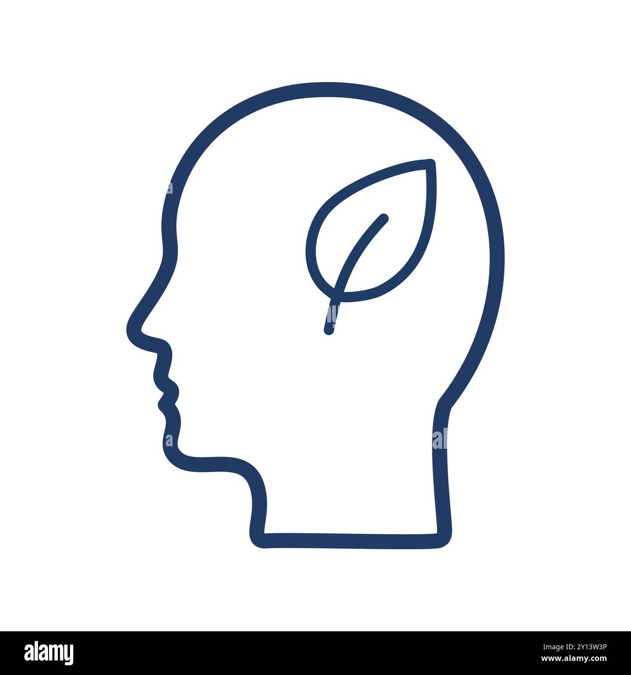Green thinking. Illustration representing a head with a leaf ...