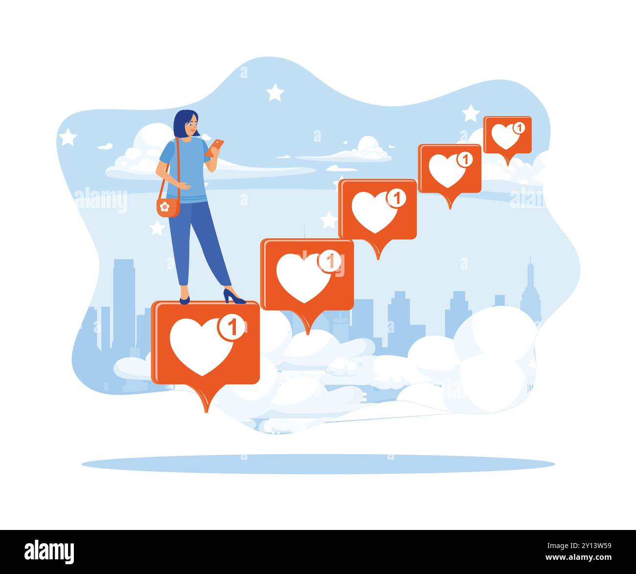 Woman typing on cellphone device Stock Vector Images - Alamy