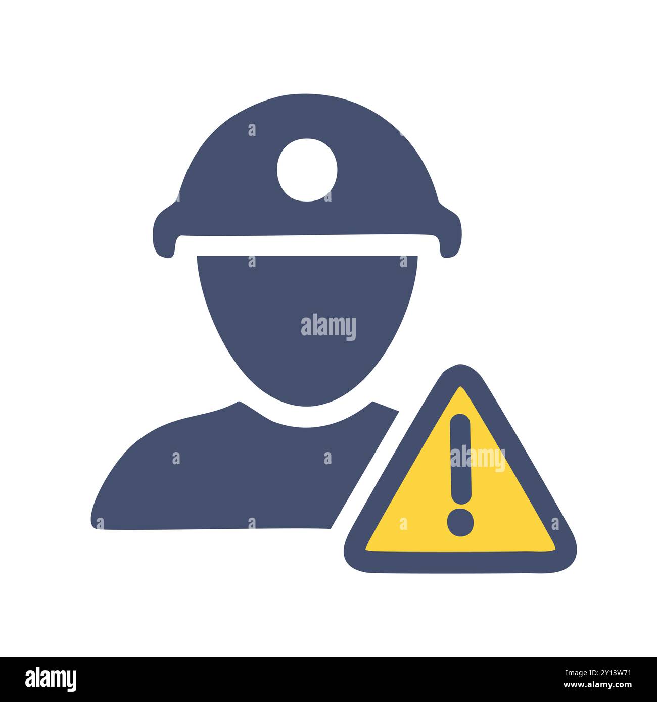 Worker alert icon. Construction worker icon with warning sign ...