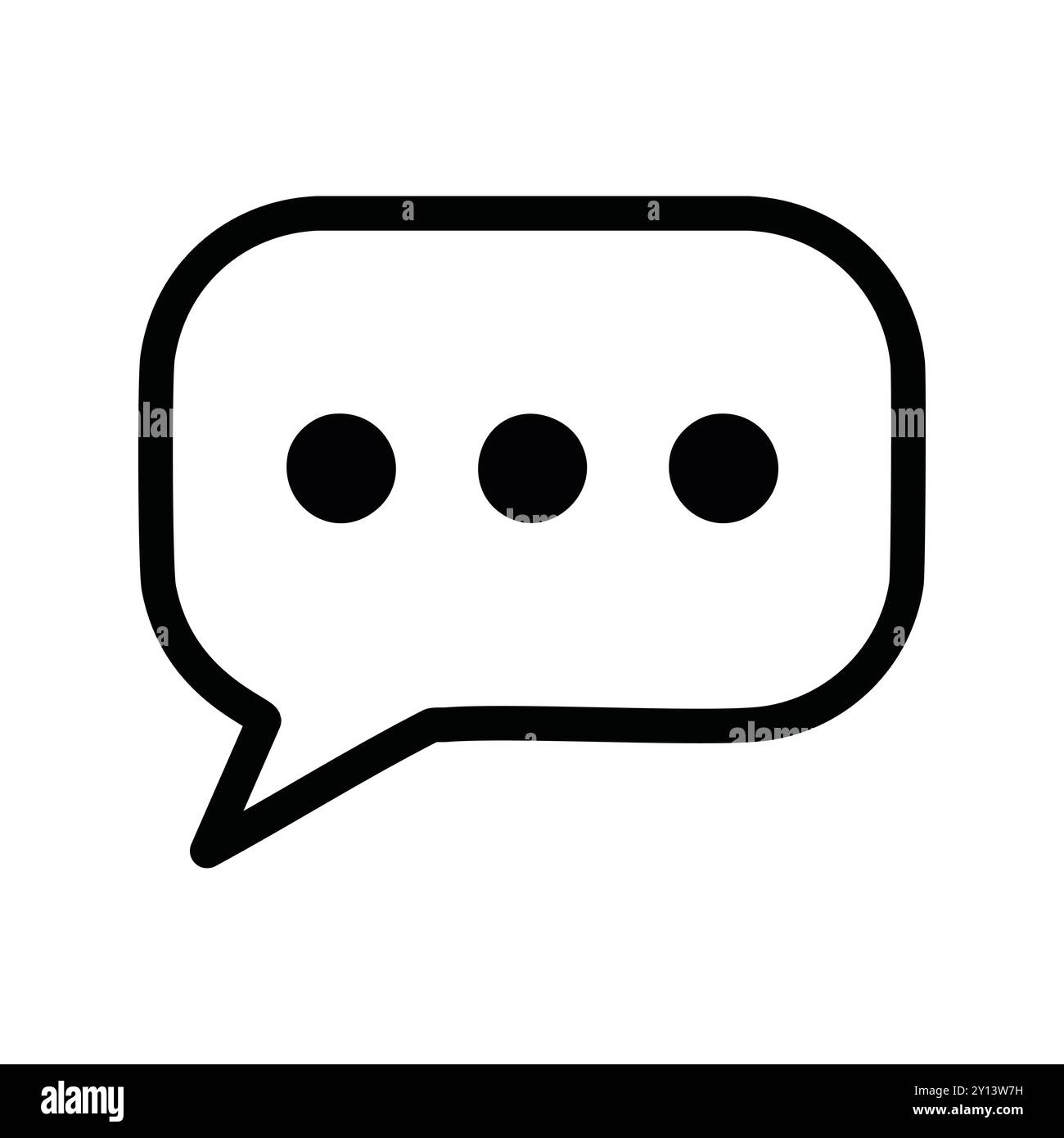 Speech bubble icon. Simple black and white speech bubble with three dots. Represents ...