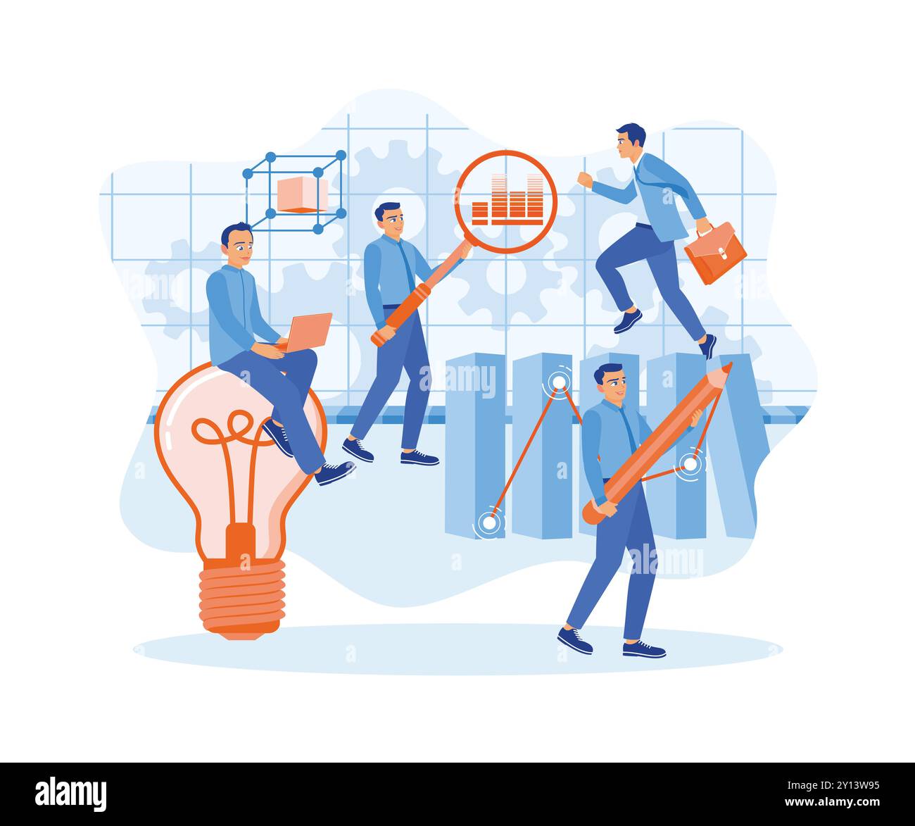 Business team working in modern office. Analyze and plan marketing ...