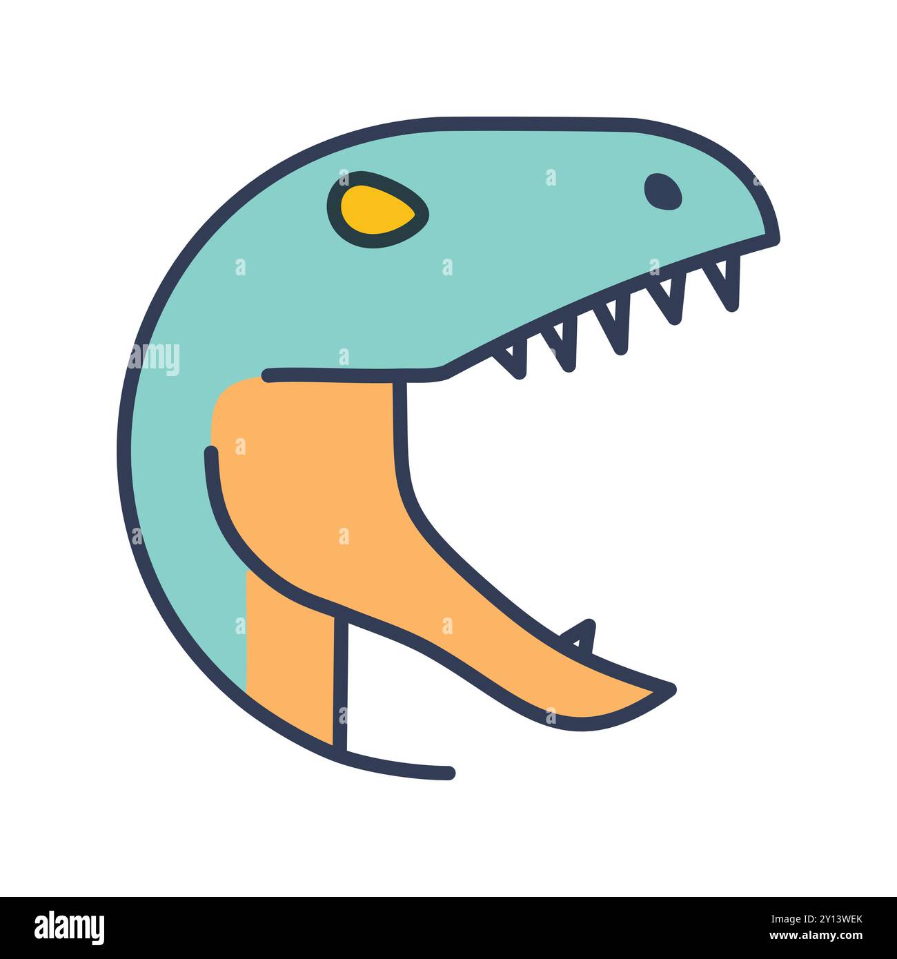 Dinosaur head illustration. Colorful cartoon dinosaur head with open ...