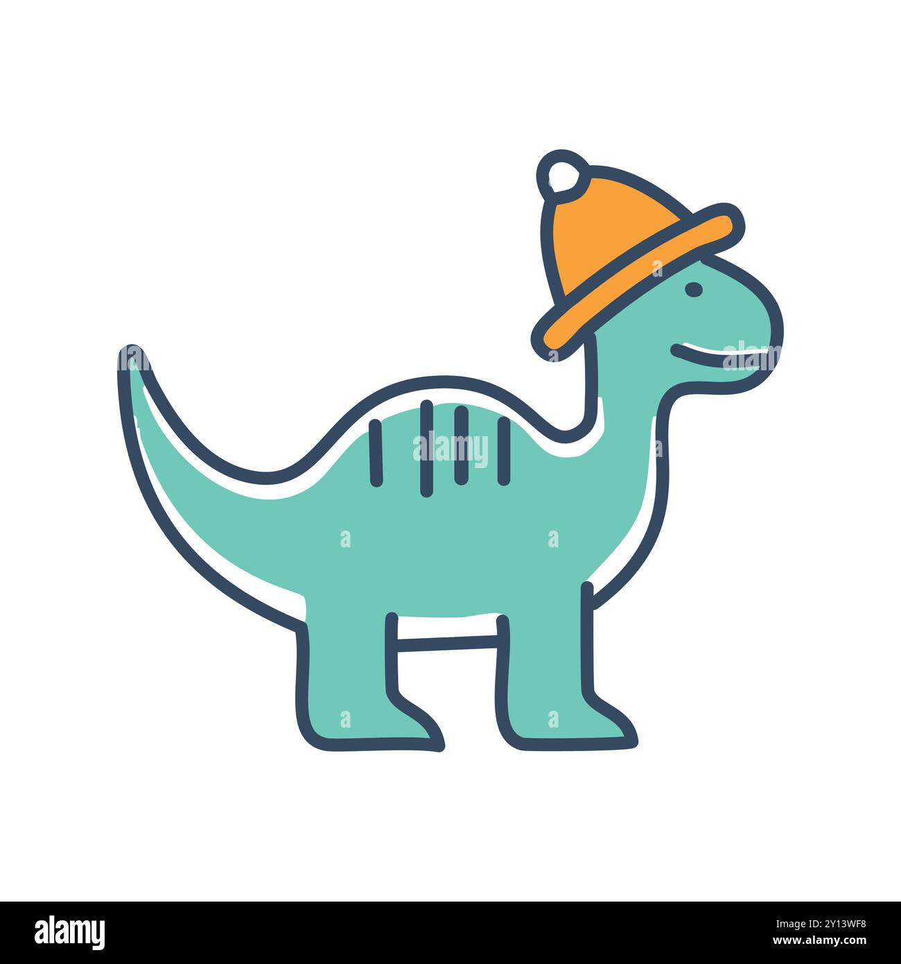 Dinosaur in hat. Cartoon dinosaur with a hat, cheerful, lighthearted ...