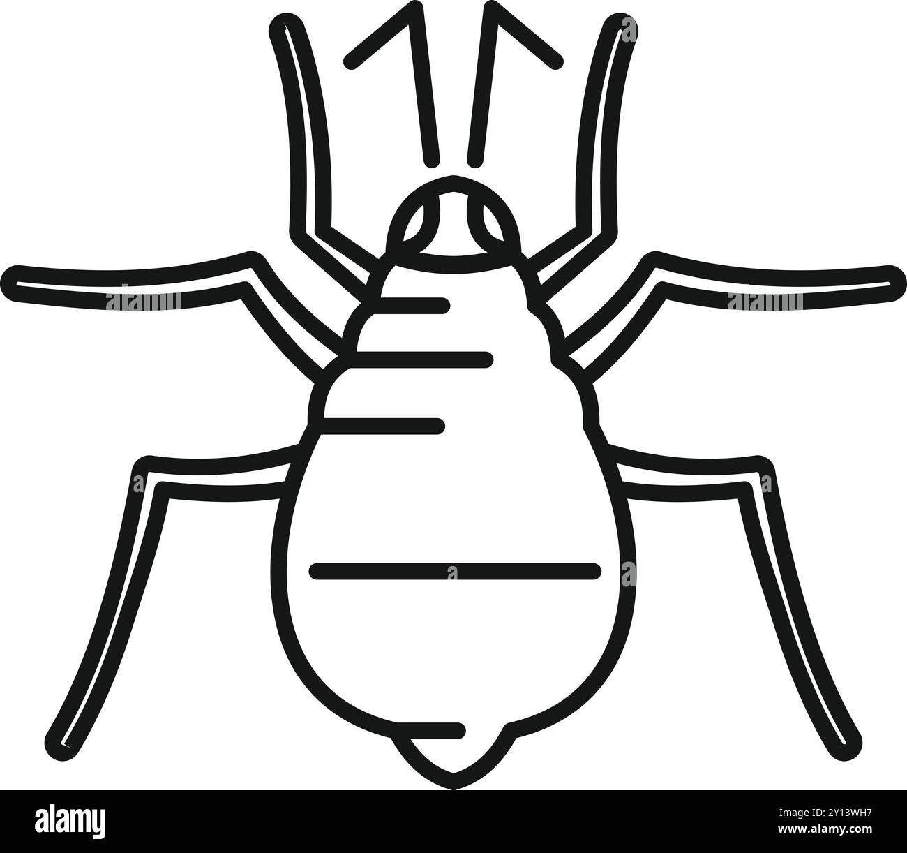 Simple black and white line drawing of a big fat mite insect crawling ...