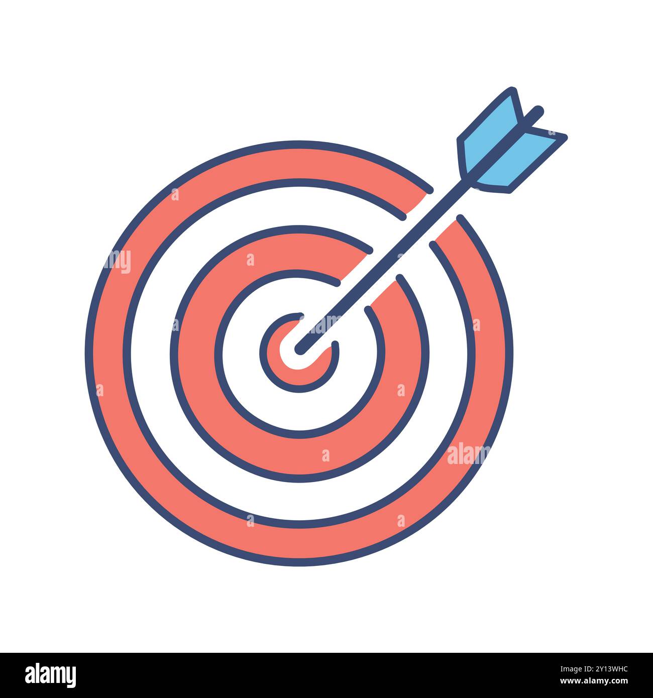 Target success. Arrow hitting bullseye, symbolizes achievement, aiming ...