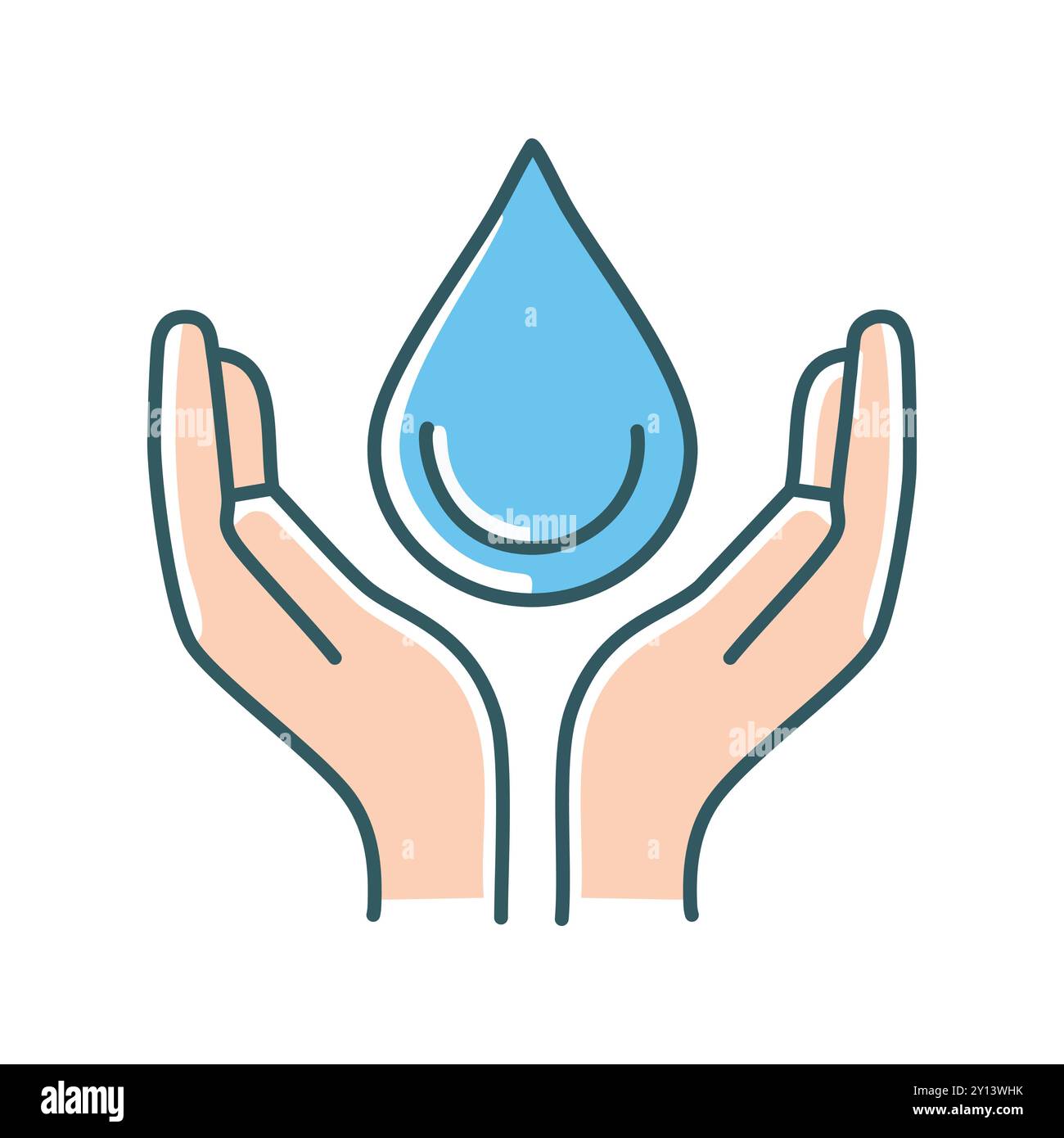 Save water drop. Two hands protecting a water drop, symbolizing water ...
