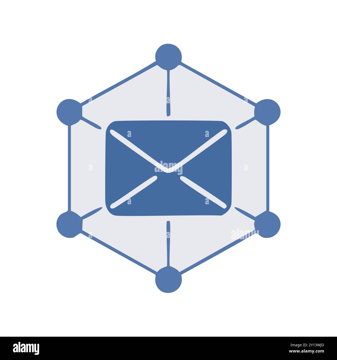 Email network icon. Network of connections with email symbol at center ...