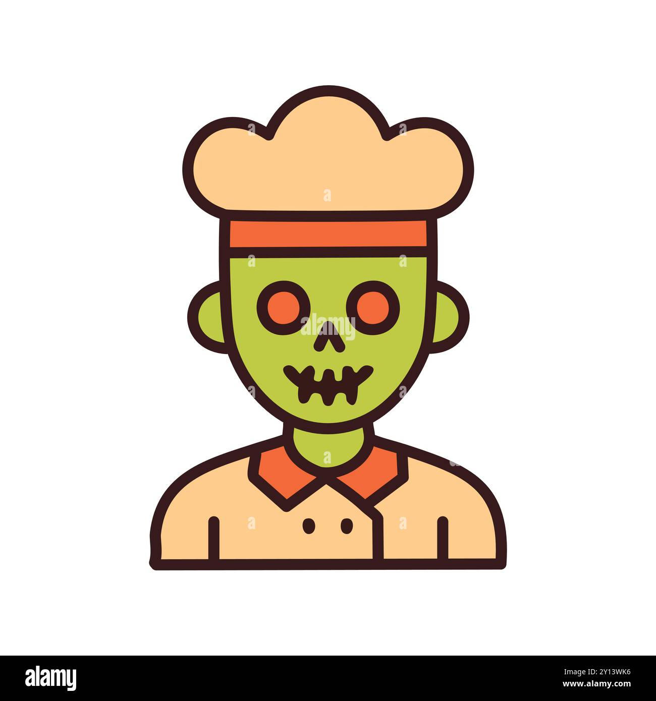 Zombie chef. Cartoon illustration of a green zombie with a chef hat ...