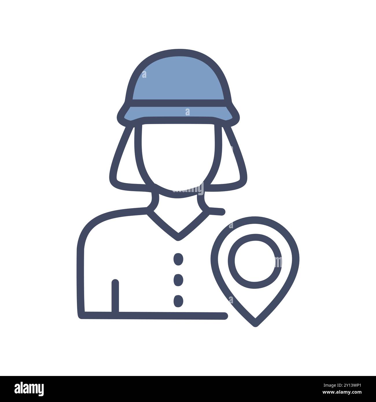 Woman location icon. Female worker with a location pin, representing ...