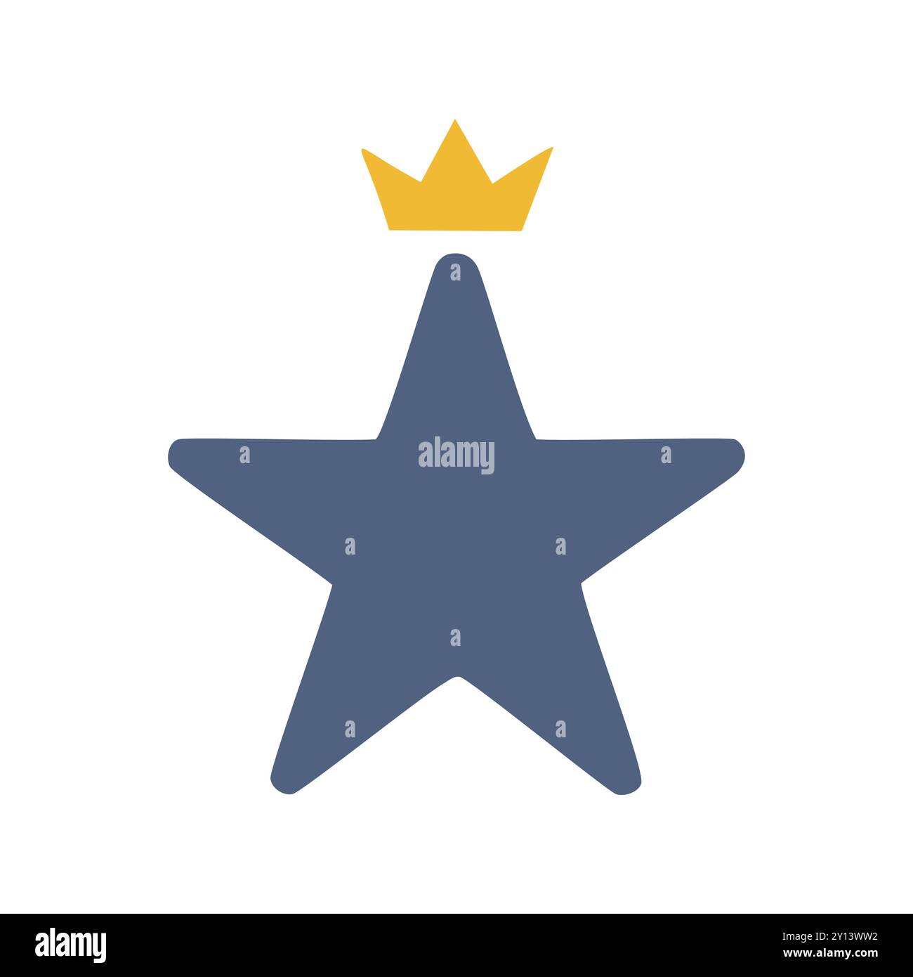 Star with crown. Blue star with gold crown on top. Achievement, success ...