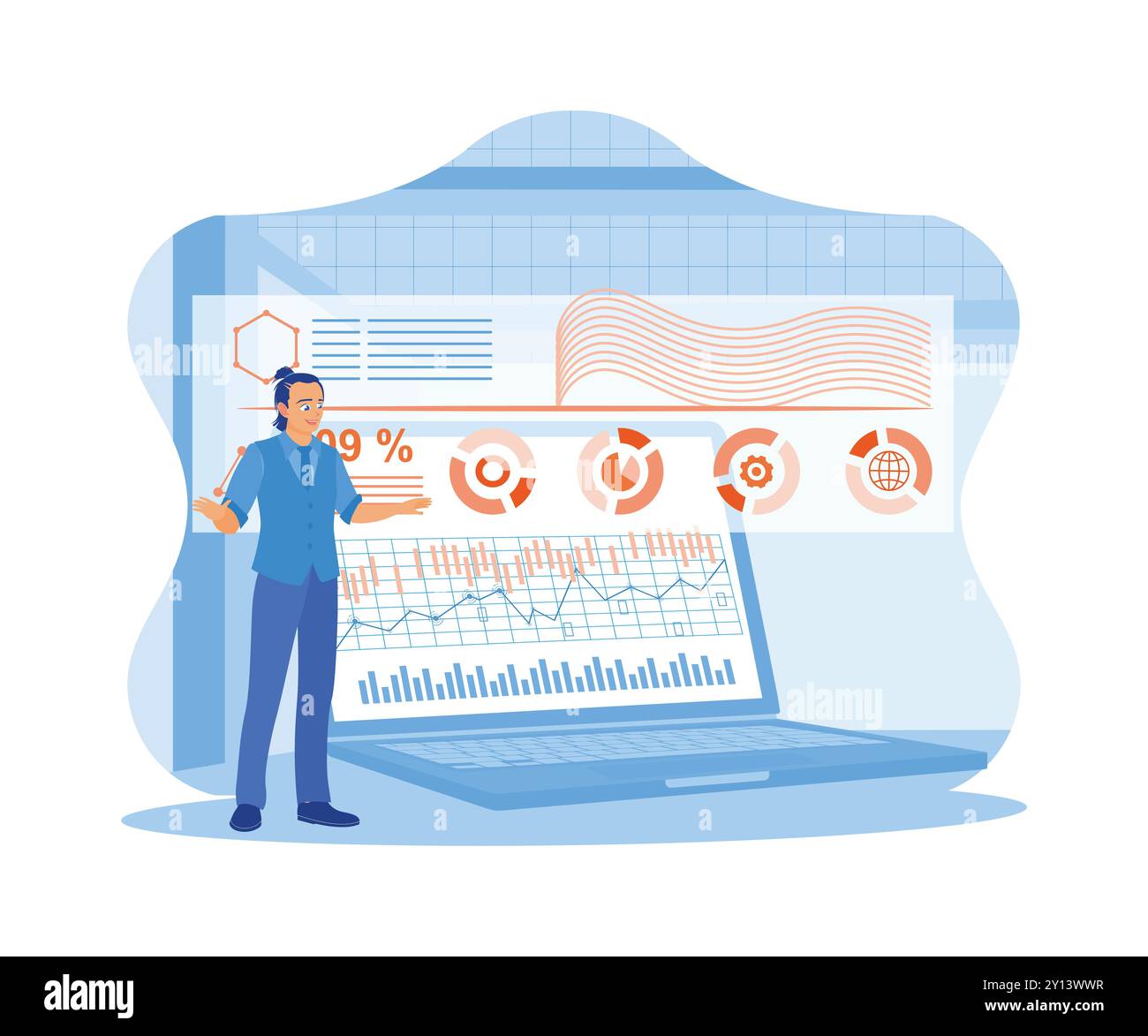 Scientist using laptop computer Stock Vector Images - Alamy