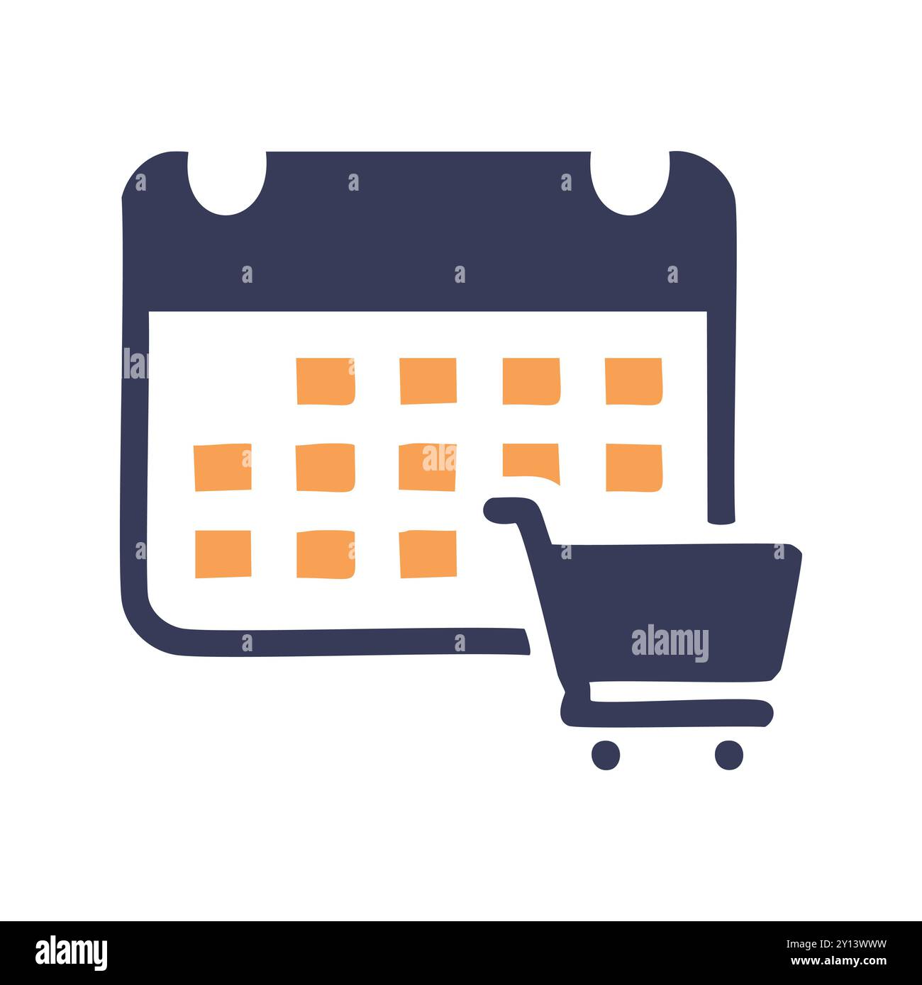 Calendar shopping cart. Calendar with a shopping cart, symbolizing ...