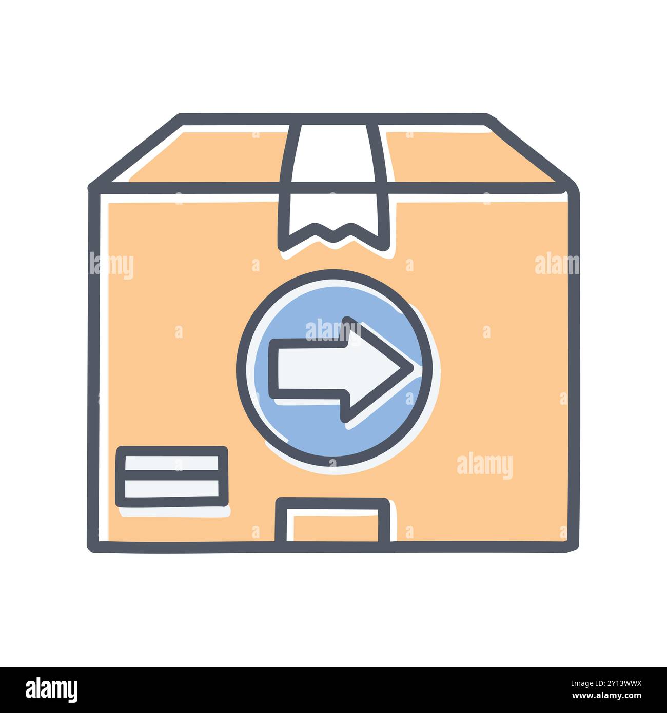 Return package icon. Cartoon illustration of a cardboard box with a ...