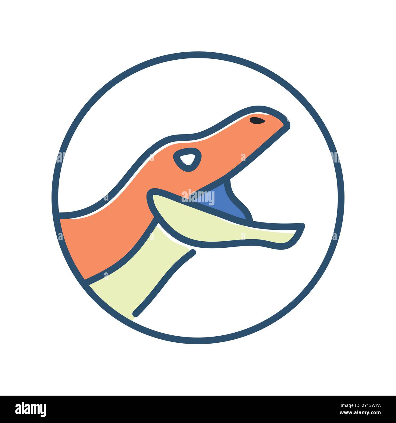 Raptor head icon. Colorful icon of a dinosaur's head. Sharp teeth, open ...