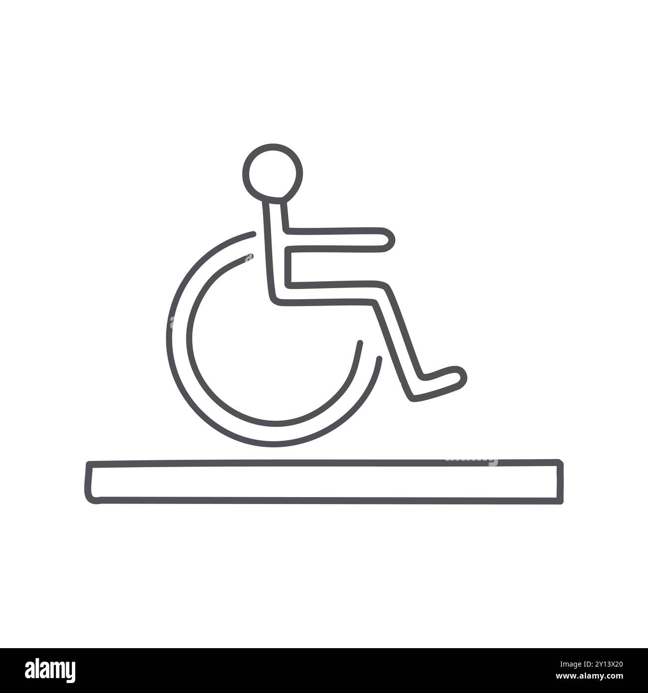 Wheelchair ramp icon. Line drawing of a wheelchair ramp, symbolizing ...