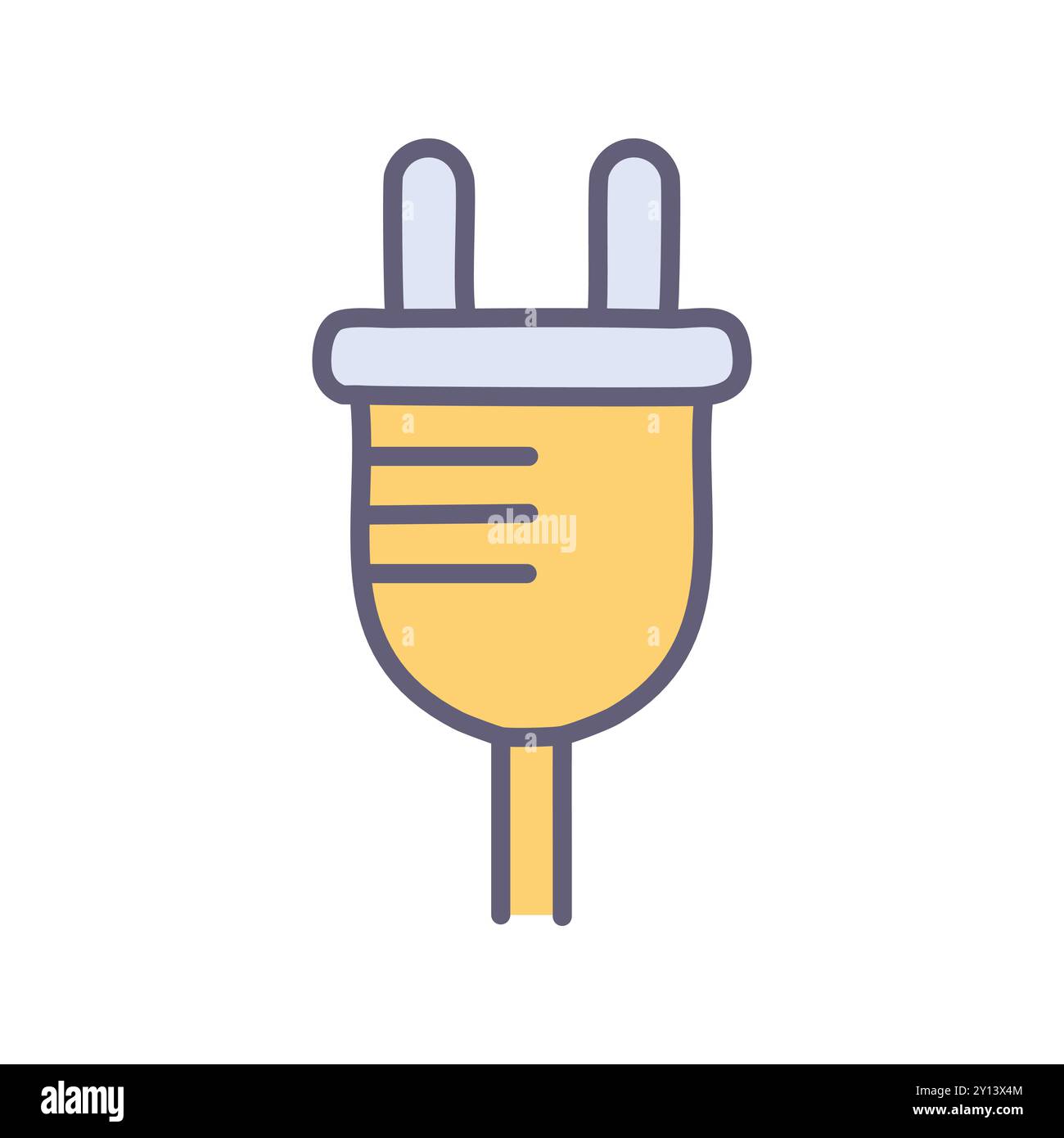 Electrical plug icon. Simple electrical plug icon in yellow with blue ...