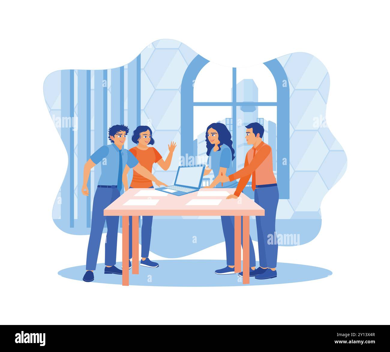 Busy diverse business people working Stock Vector Images - Alamy