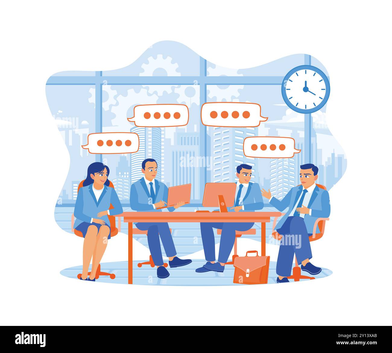 Businesspeople are gathering in the meeting room. Exchange ideas and ...