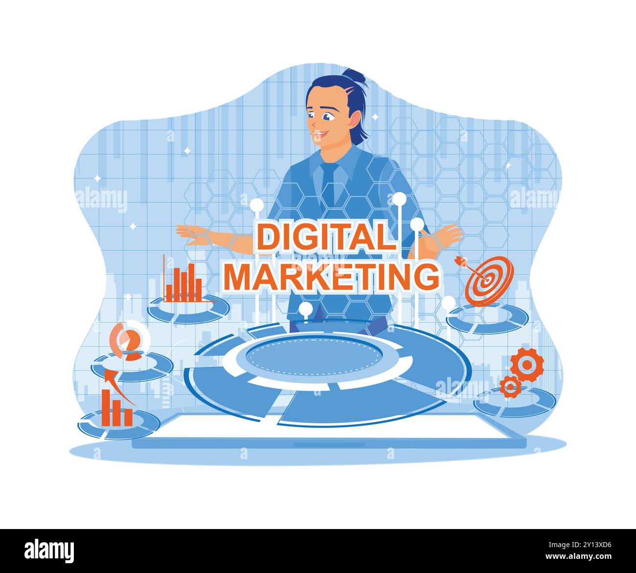 Improve hand pressing button Stock Vector Images - Alamy