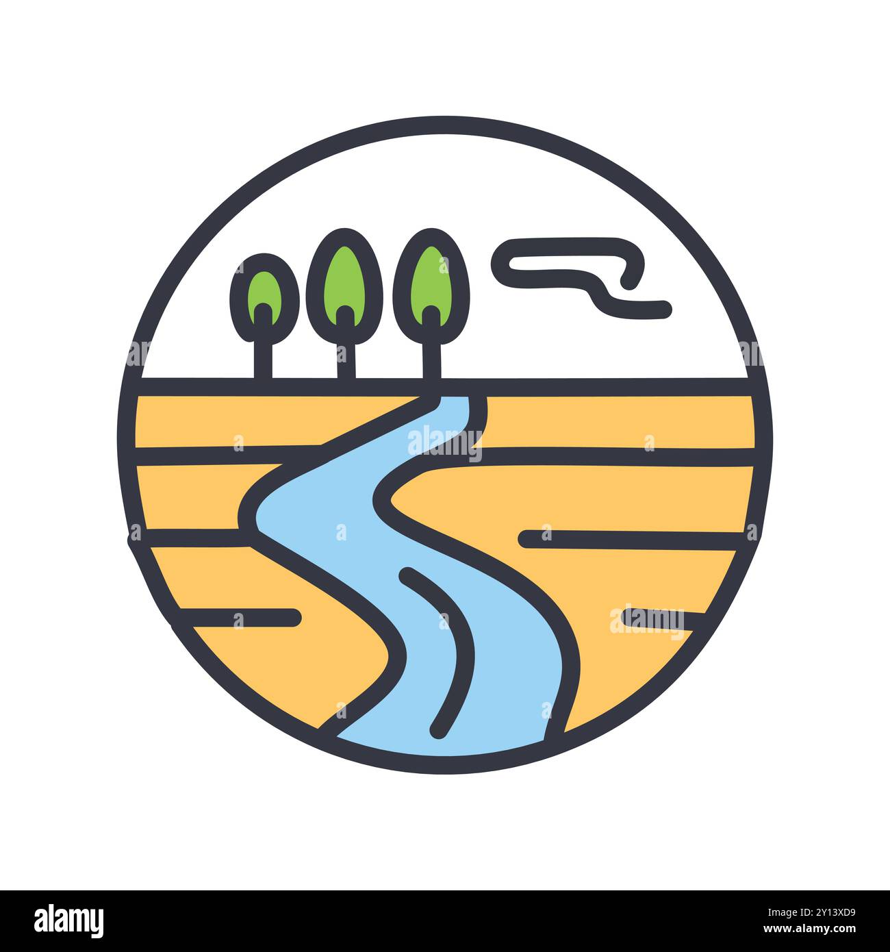 River landscape icon. Simple, minimalist illustration of a river ...