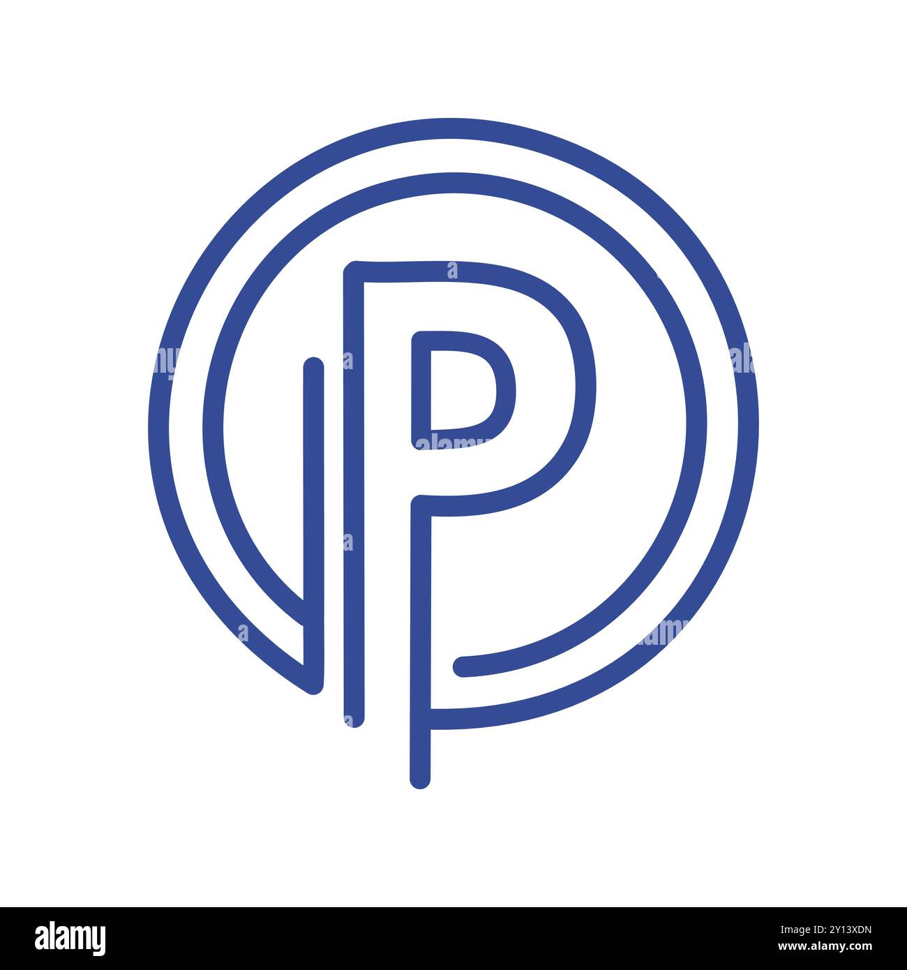 Circle letter p logo. Blue outline circle with letter P inside ...