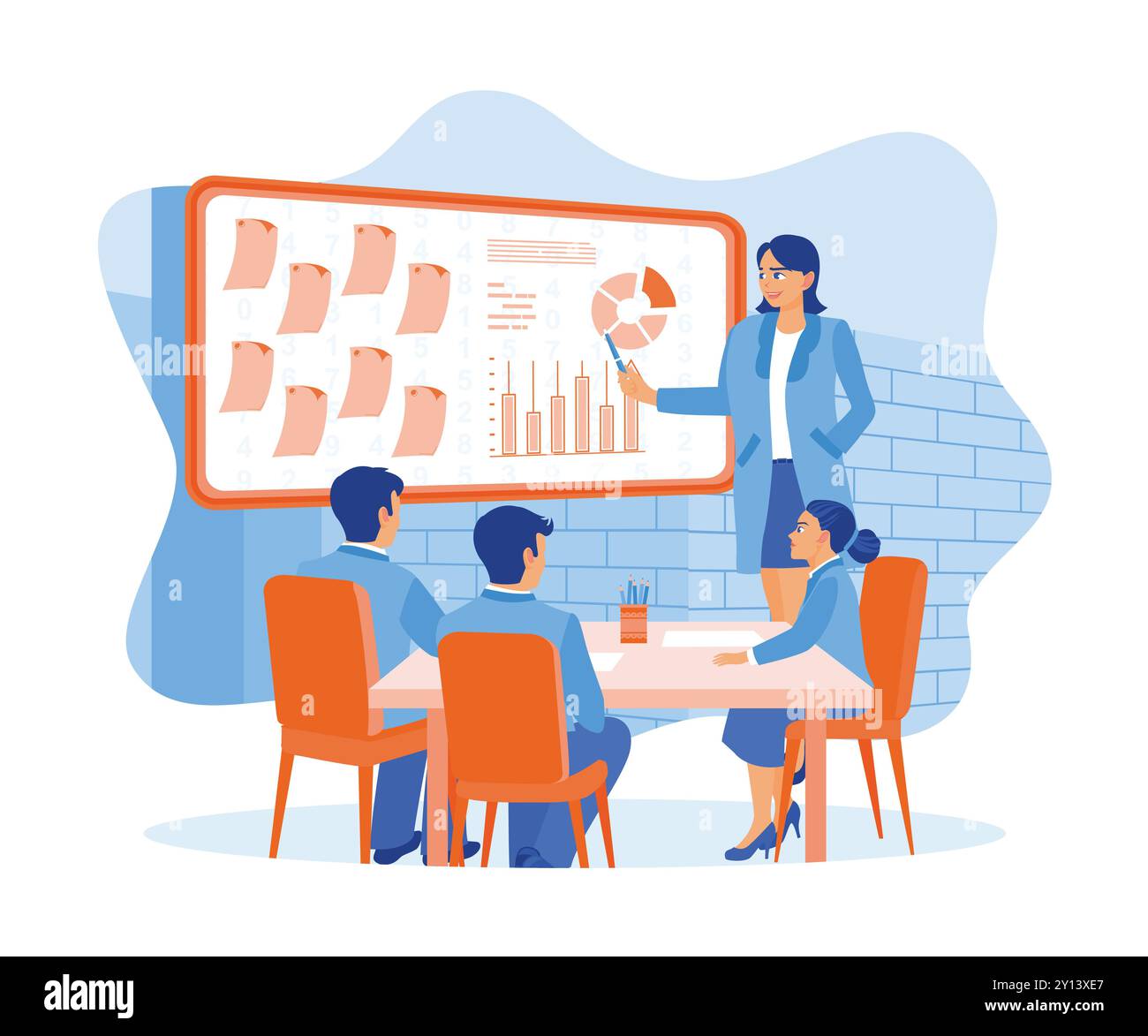 Female manager leading meeting in office. Discuss and plan business ...