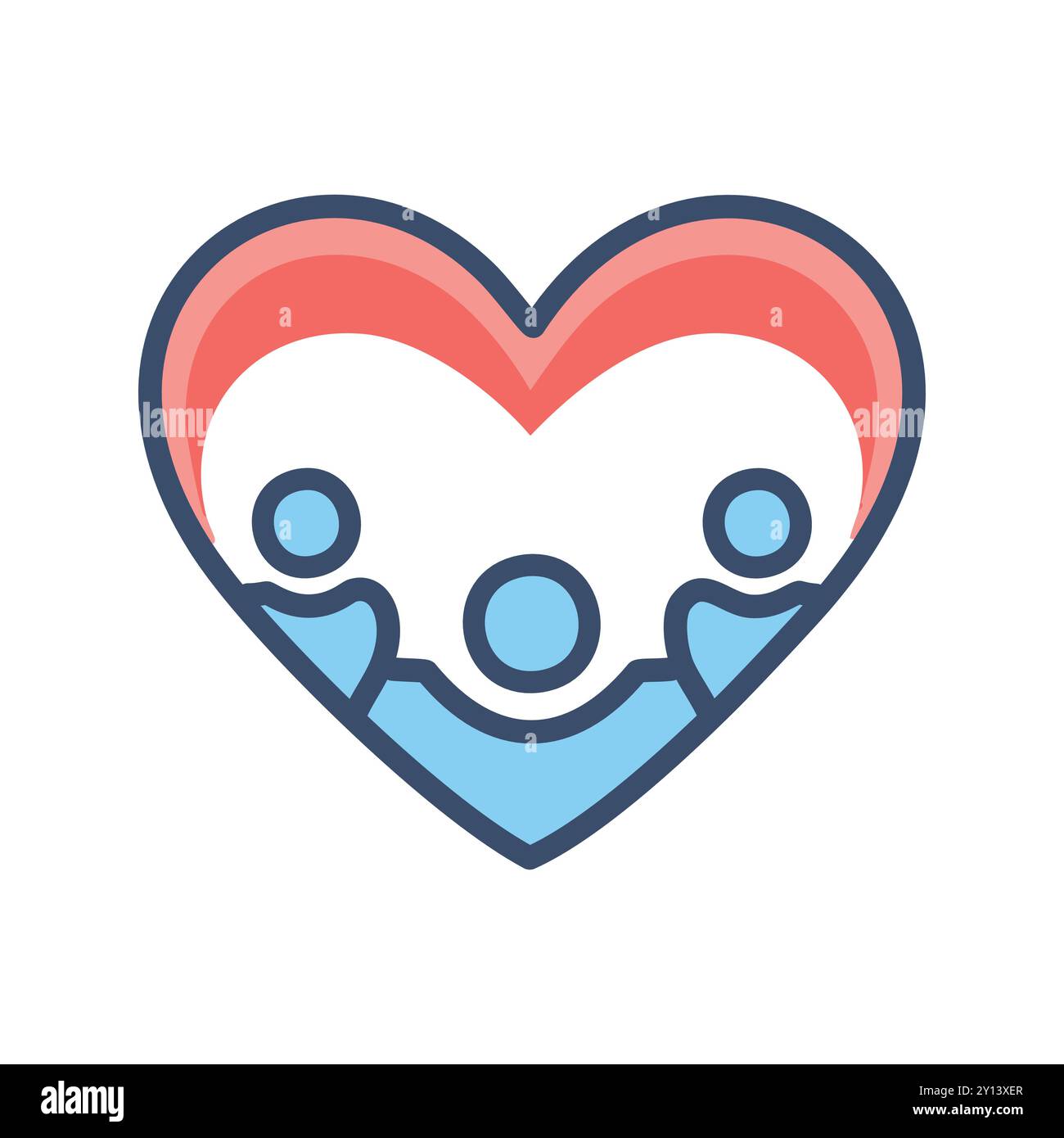 Love & unity. Three figures holding hands under a heart symbol ...