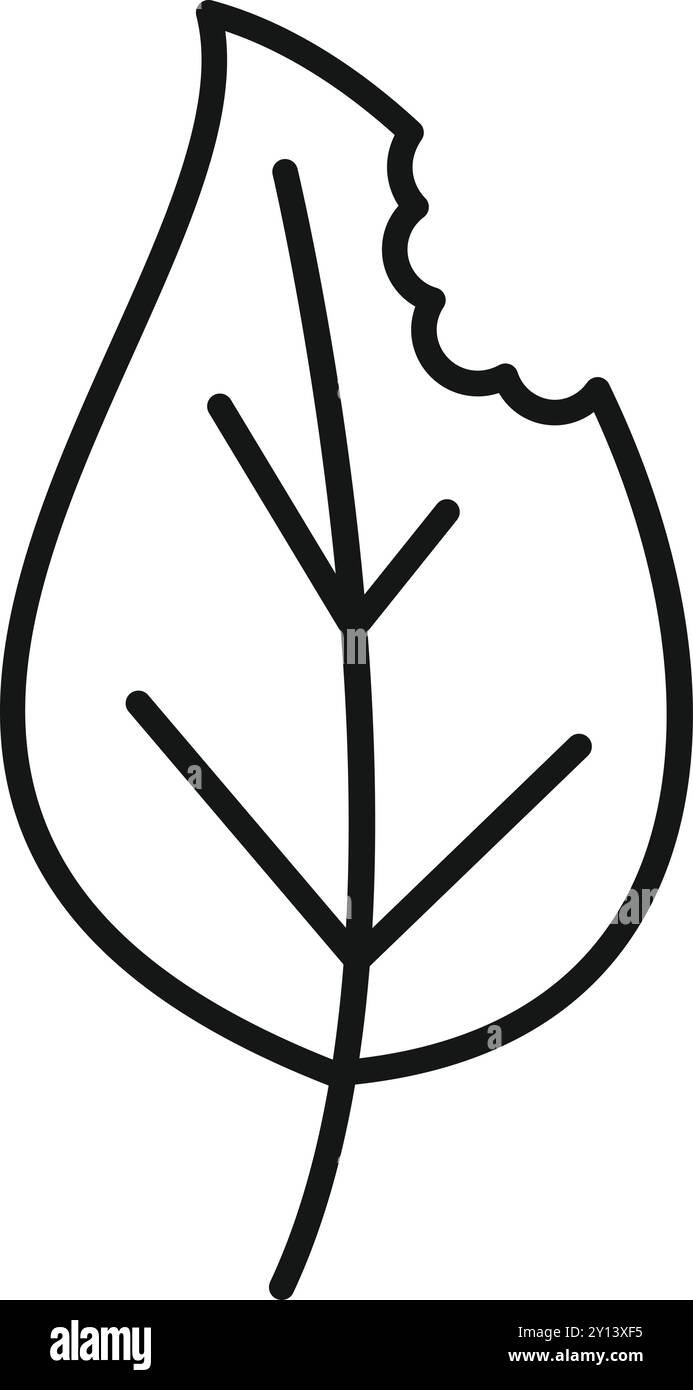 Simple icon of a leaf with a bite taken out of it, representing damage ...