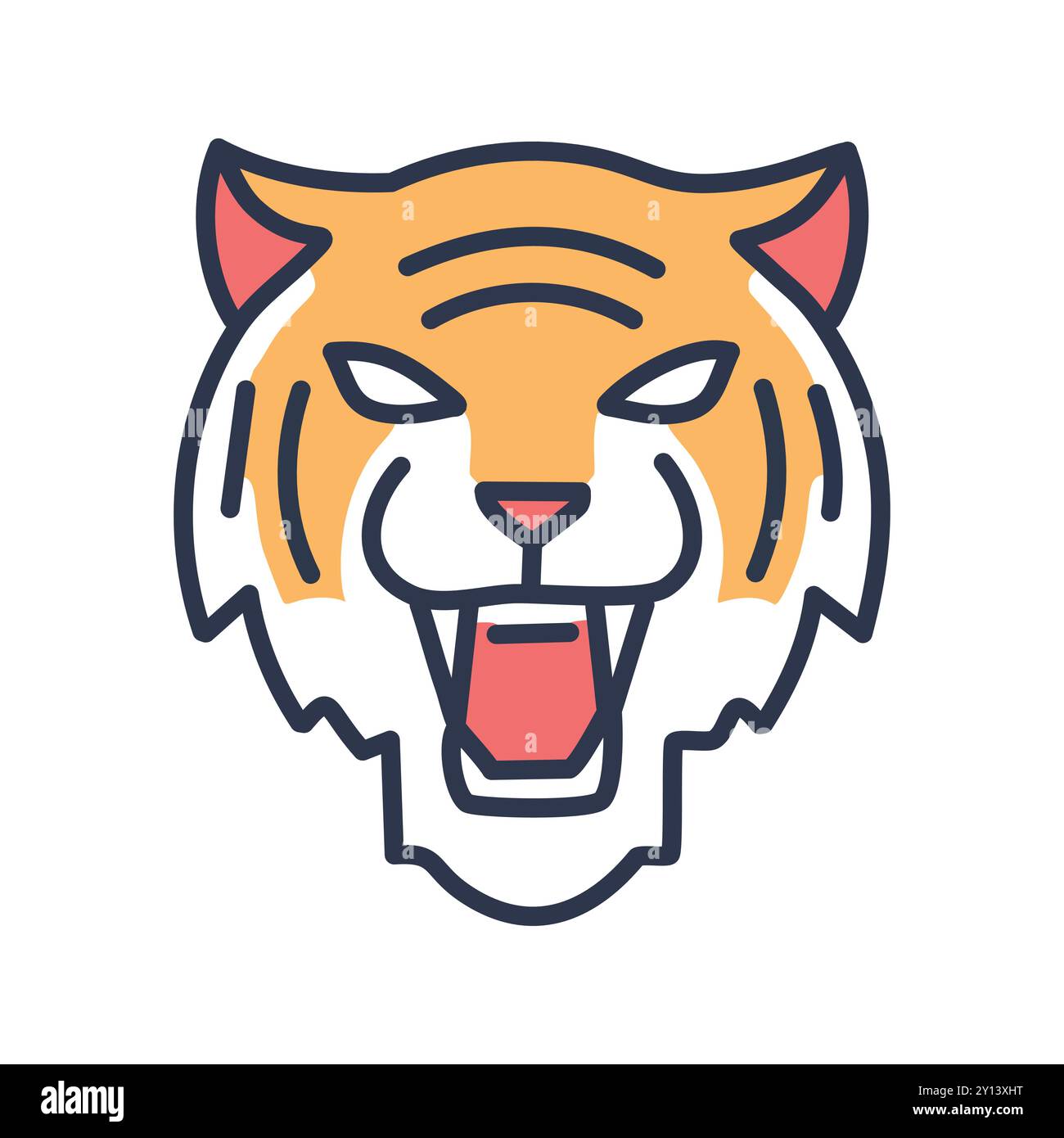 Tiger head icon. Cartoon illustration of a tiger head with open mouth Stock Vector Image & Art ...