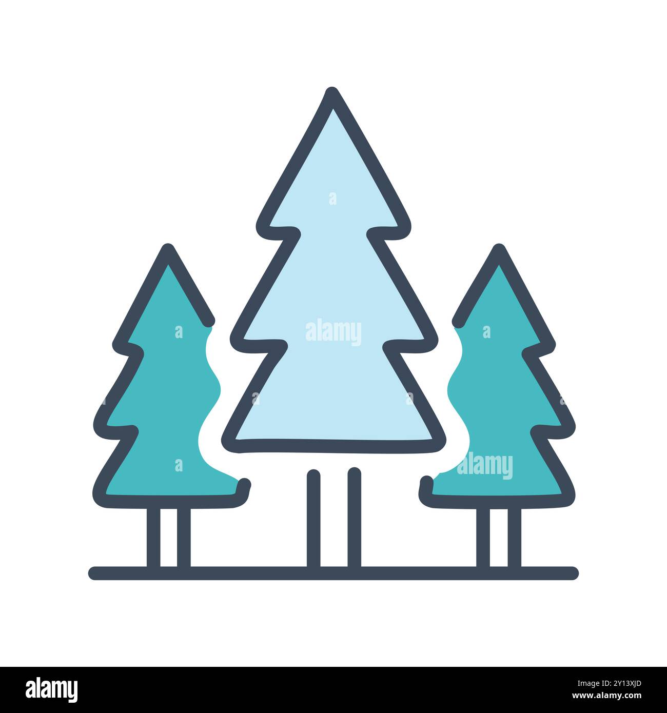 Pine trees illustration. Illustration of three pine trees, representing ...
